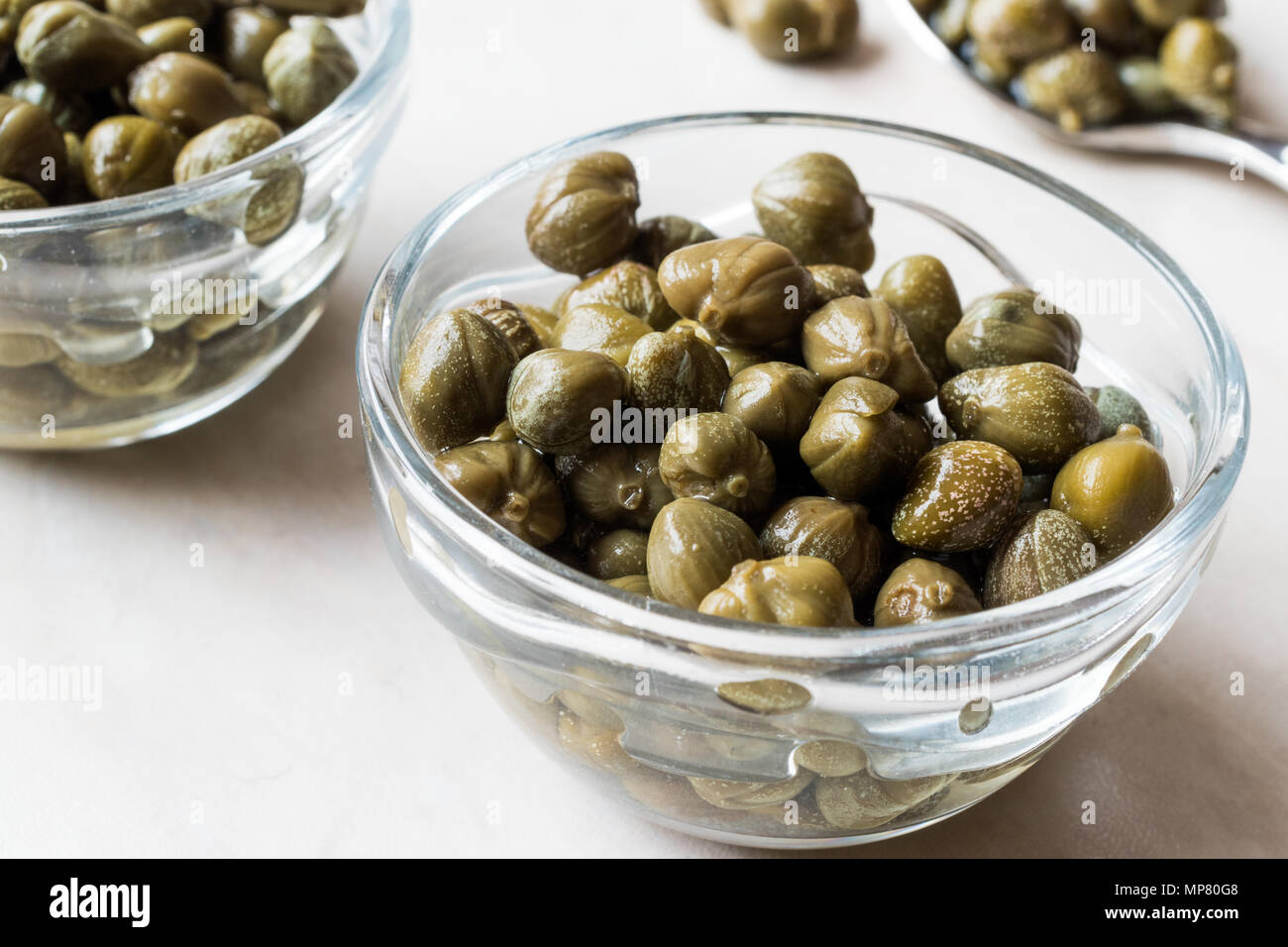 Edible Capers in Glass Bowl Ready to Eat. Organic Food Stock Photo - Alamy