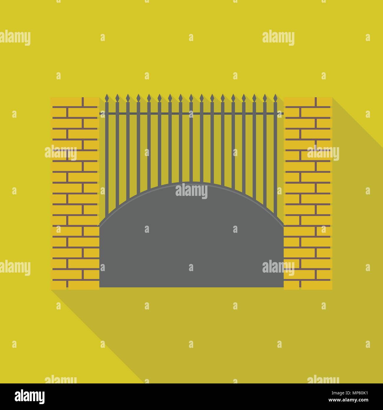 Brick metal fence icon, flat style Stock Vector Image & Art - Alamy
