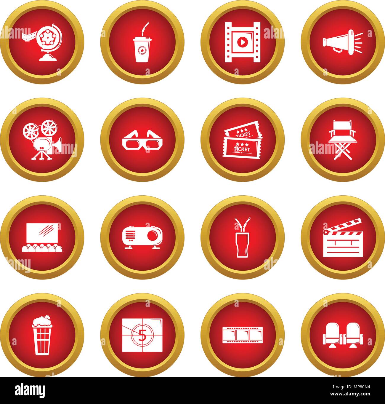 Cinema icons set symbols, simple style Stock Vector Image & Art - Alamy
