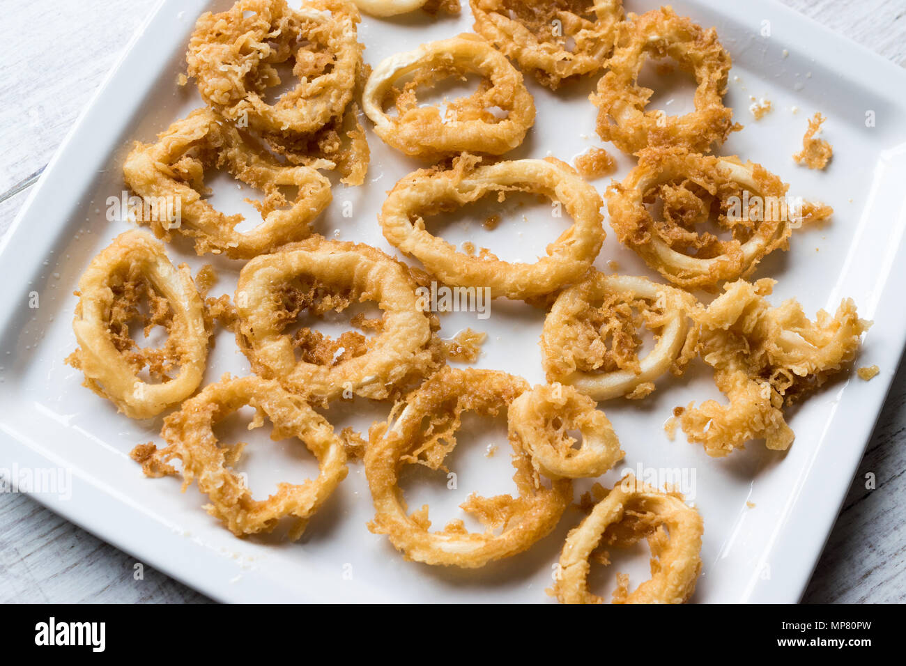 Fried Crispy Calamari Squid Rings with Tartar Sauce and Lemon. SeaFood ...