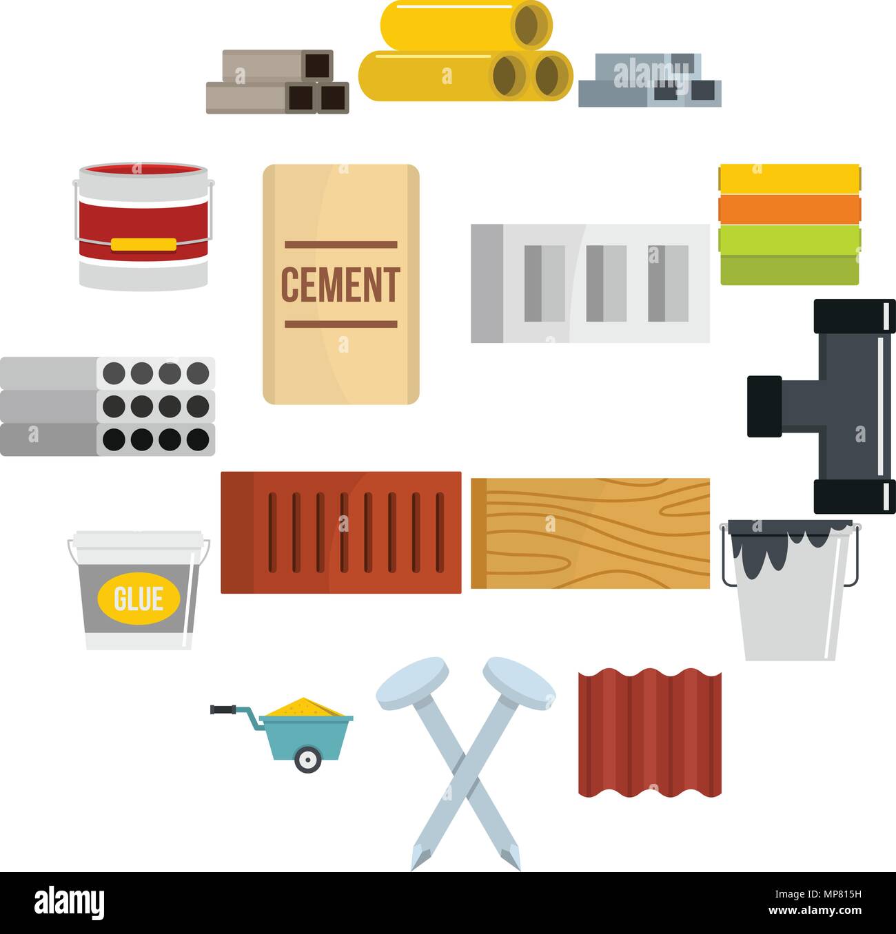 Building materials icons set in flat style Stock Vector Image & Art - Alamy