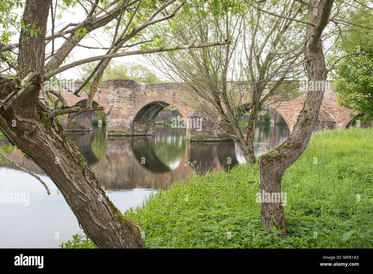 View of the Devorgilla Bridge from the Whitesands in Dumfries, Scotland ...