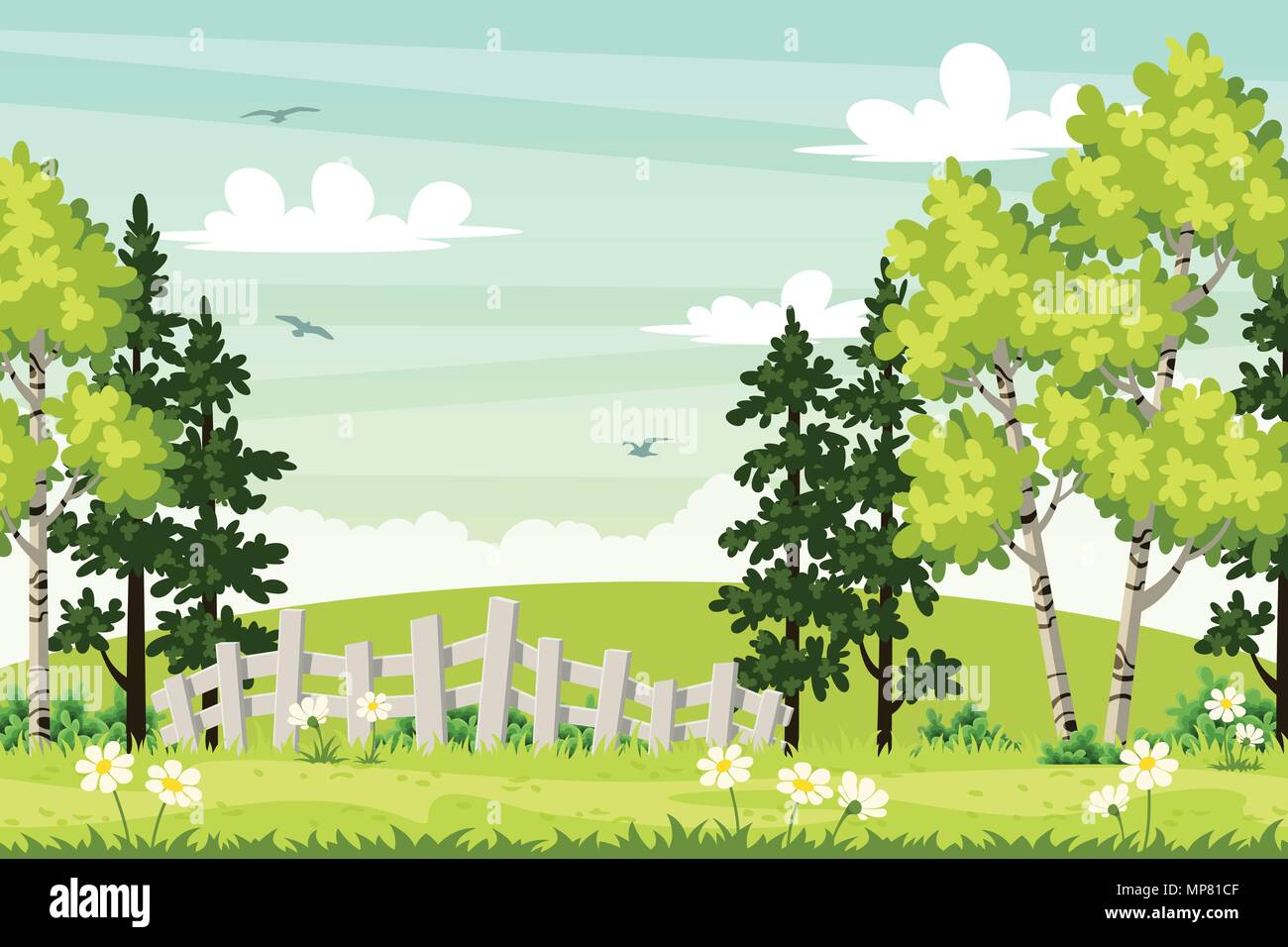 Landscape meadow sky Stock Vector Images - Alamy