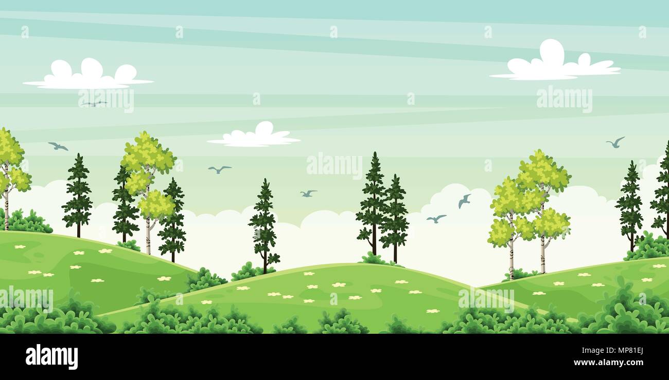 Landscape trees sky Stock Vector Images - Alamy