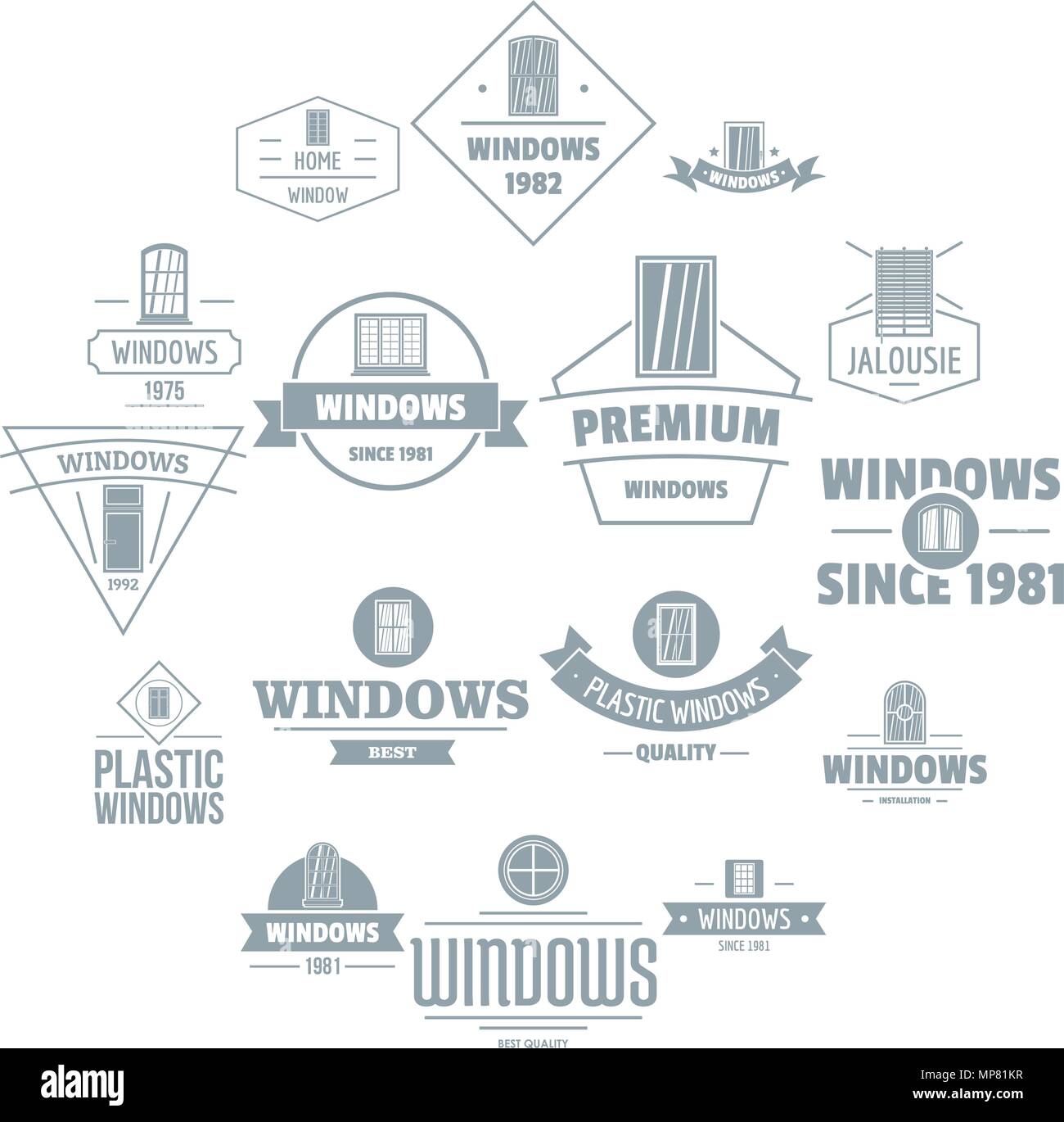 Window construction logo icons set, simple style Stock Vector Image ...