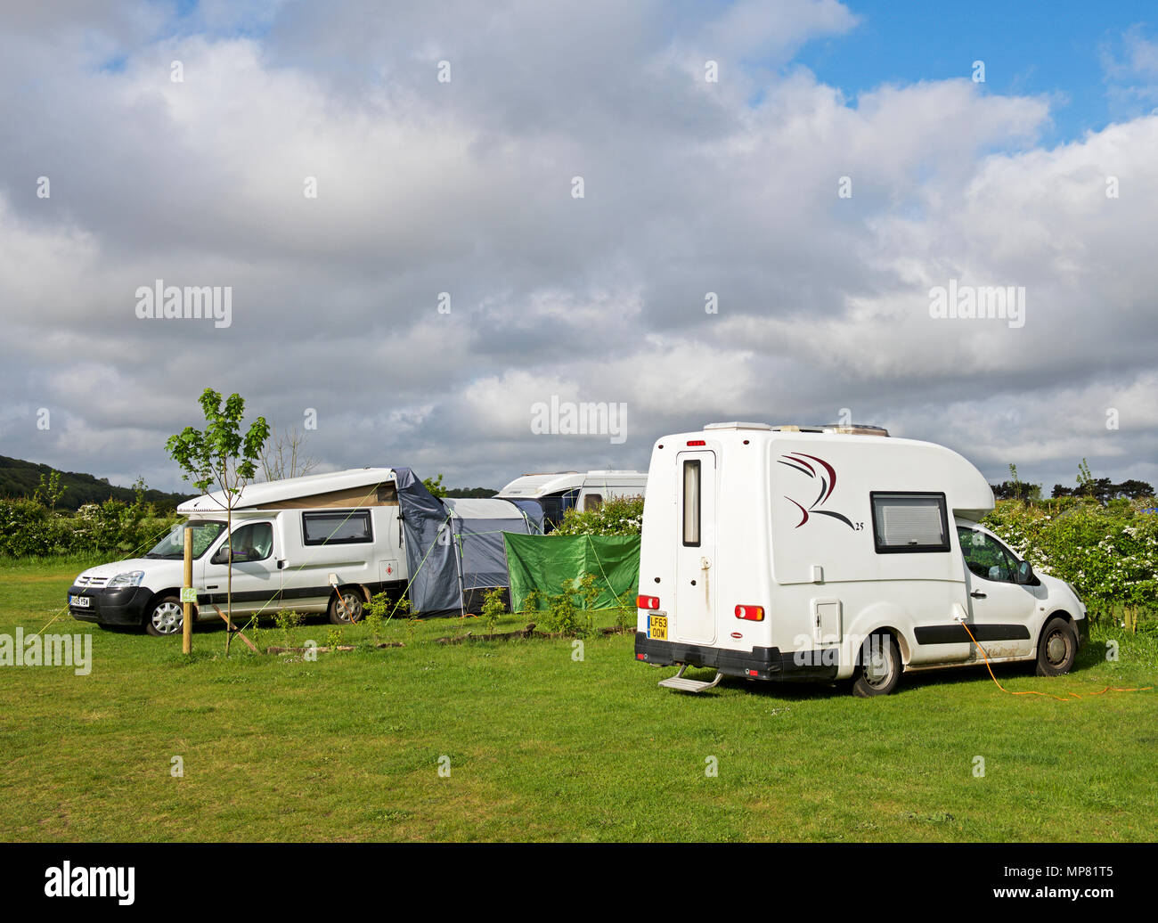 Romahome campervans at campsite, England UK Stock Photo - Alamy