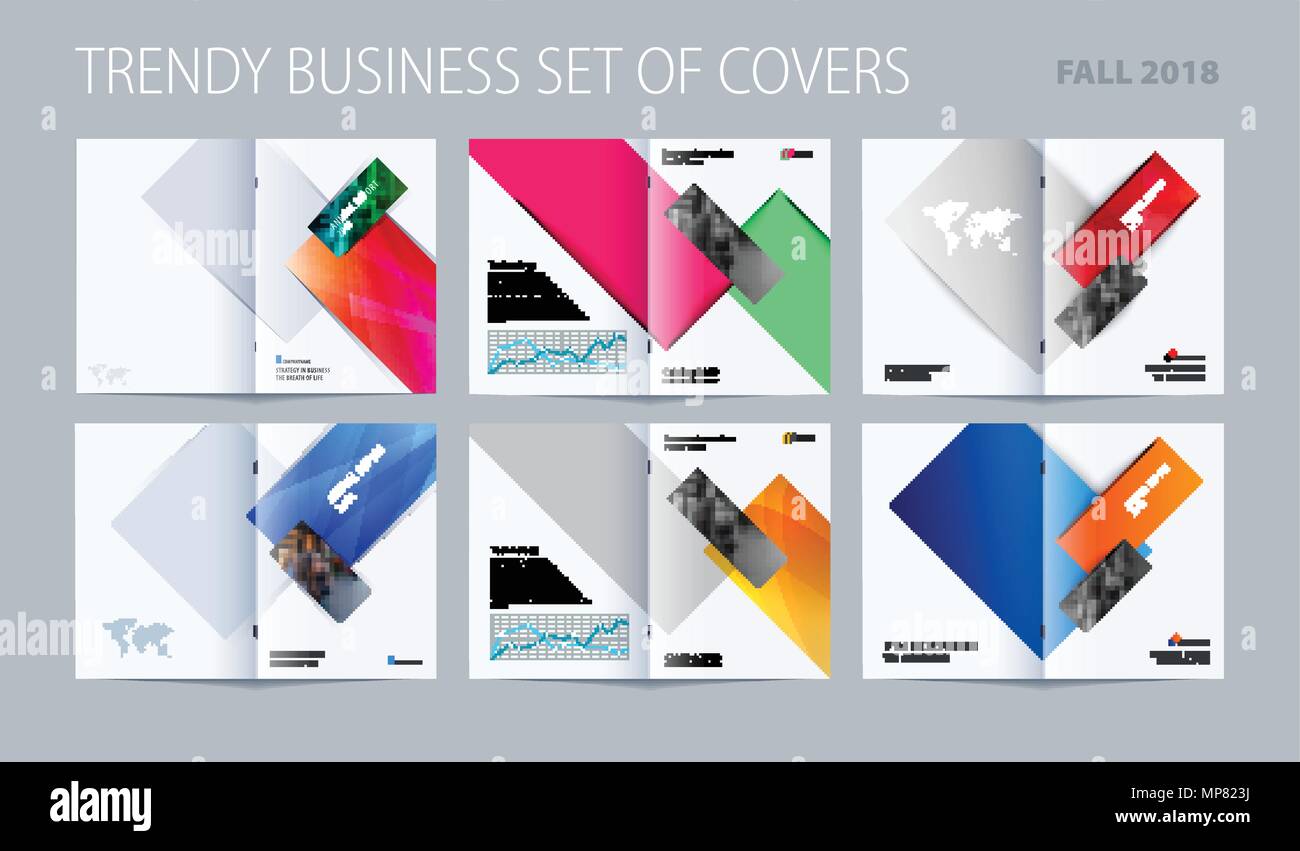 Abstract double-page brochure design rectangular style with colourful ...