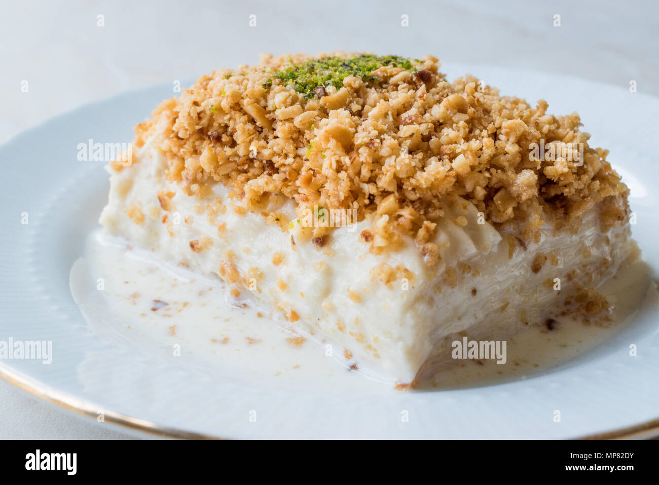 Turkish Milk Dessert Sutlava made with Gullac and Dairy Baklava Dough ...