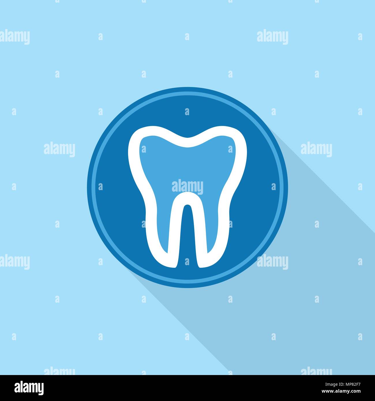 Tooth in round circle logo icon, flat style Stock Vector Image & Art ...