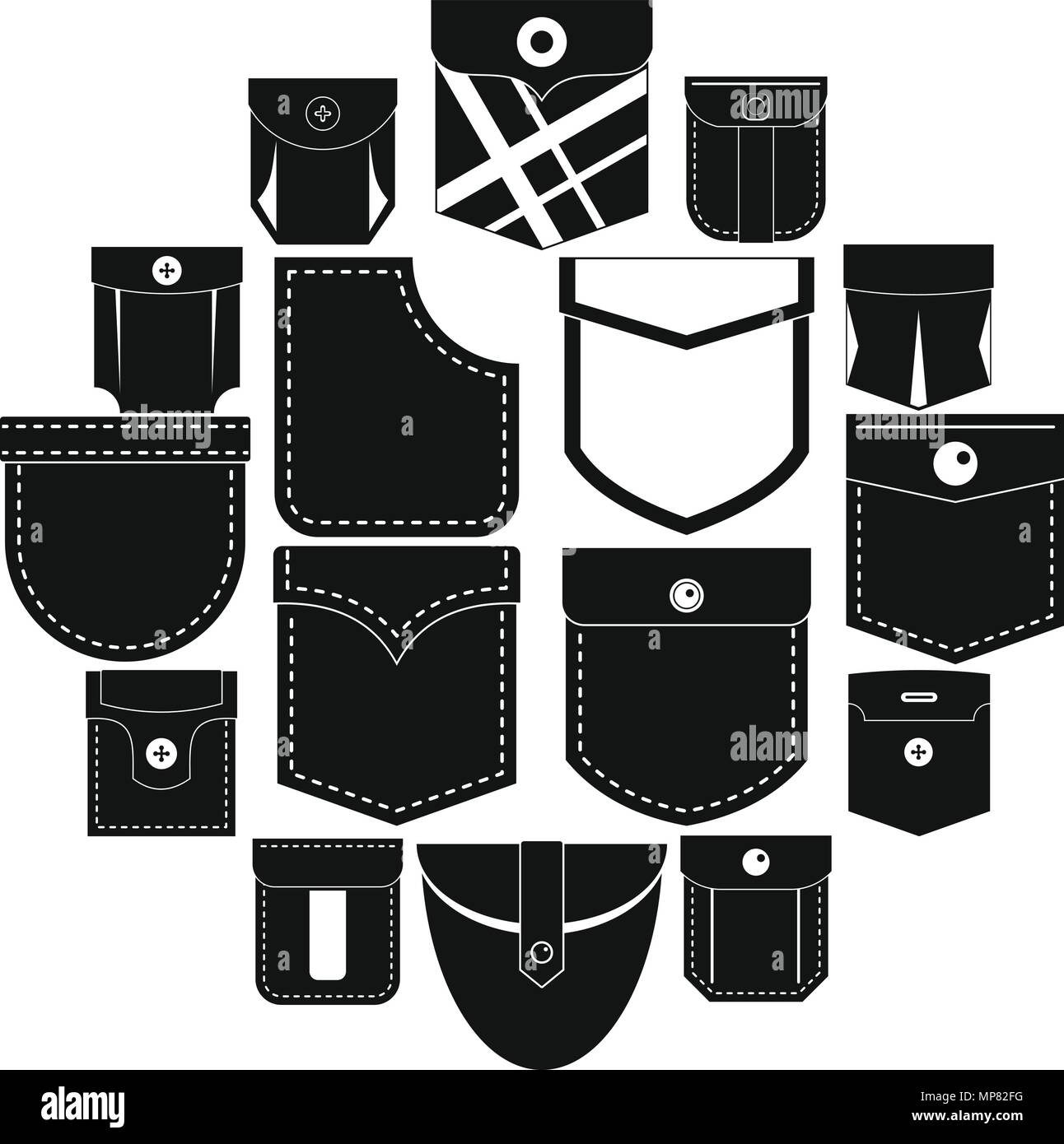 Pocket types icons set, simple style Stock Vector Image & Art - Alamy