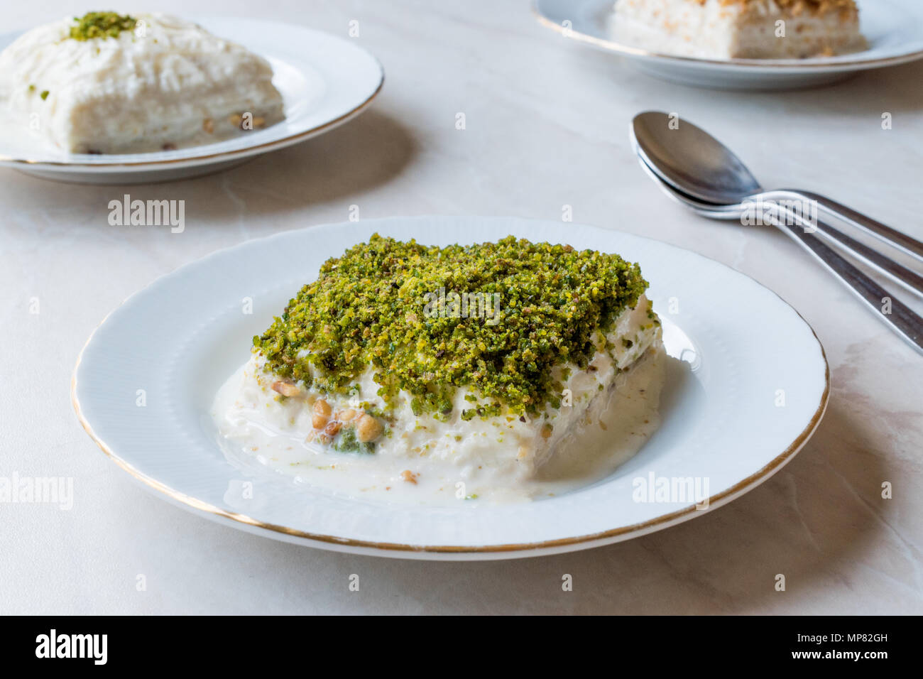 Turkish Milk Dessert Sutlava made with Gullac and Dairy Baklava Dough ...