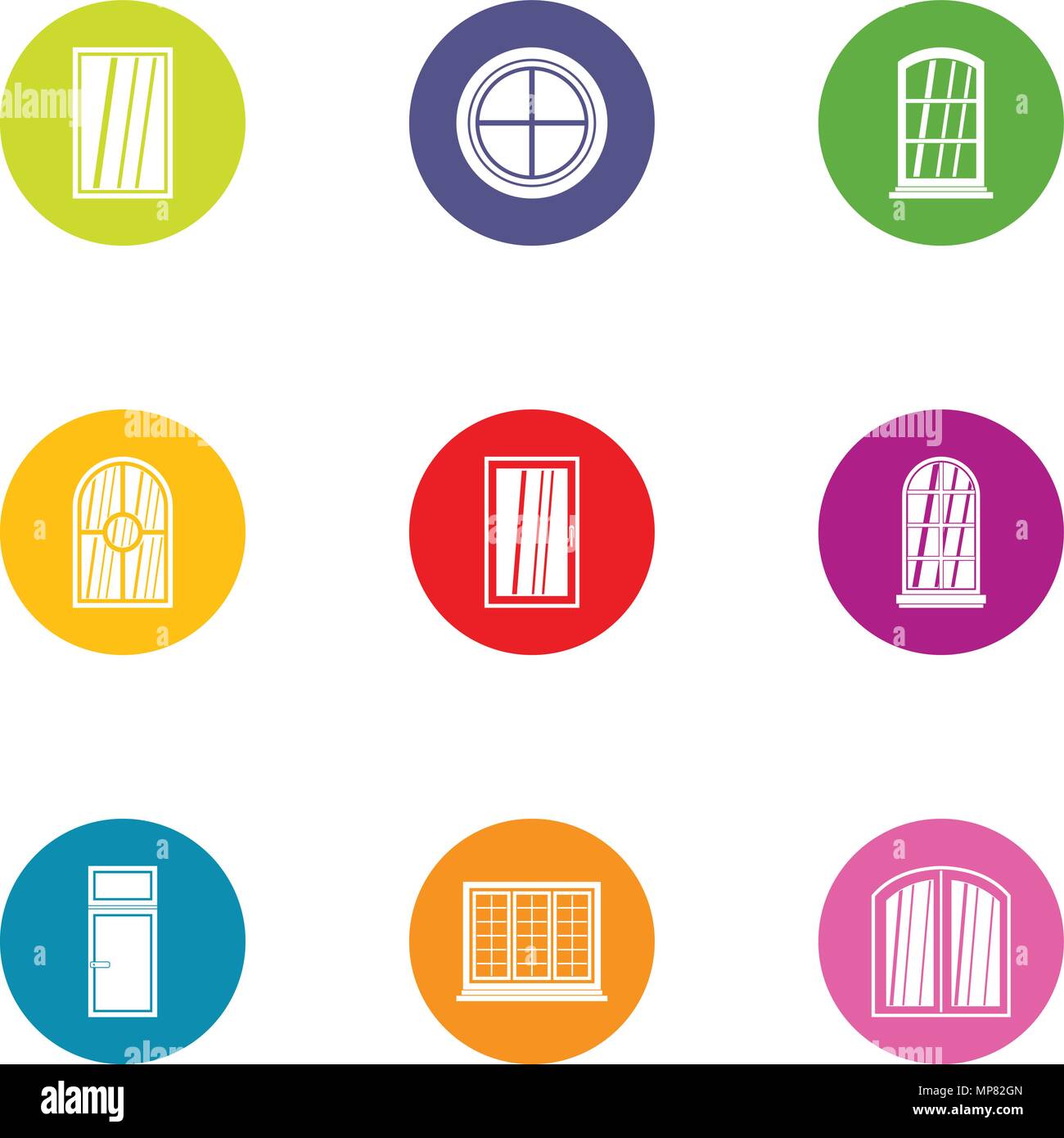 Painted window icons set, flat style Stock Vector Image & Art - Alamy