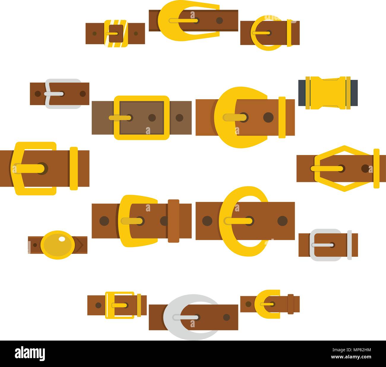 Belt buckles icons set in flat style Stock Vector Image & Art - Alamy