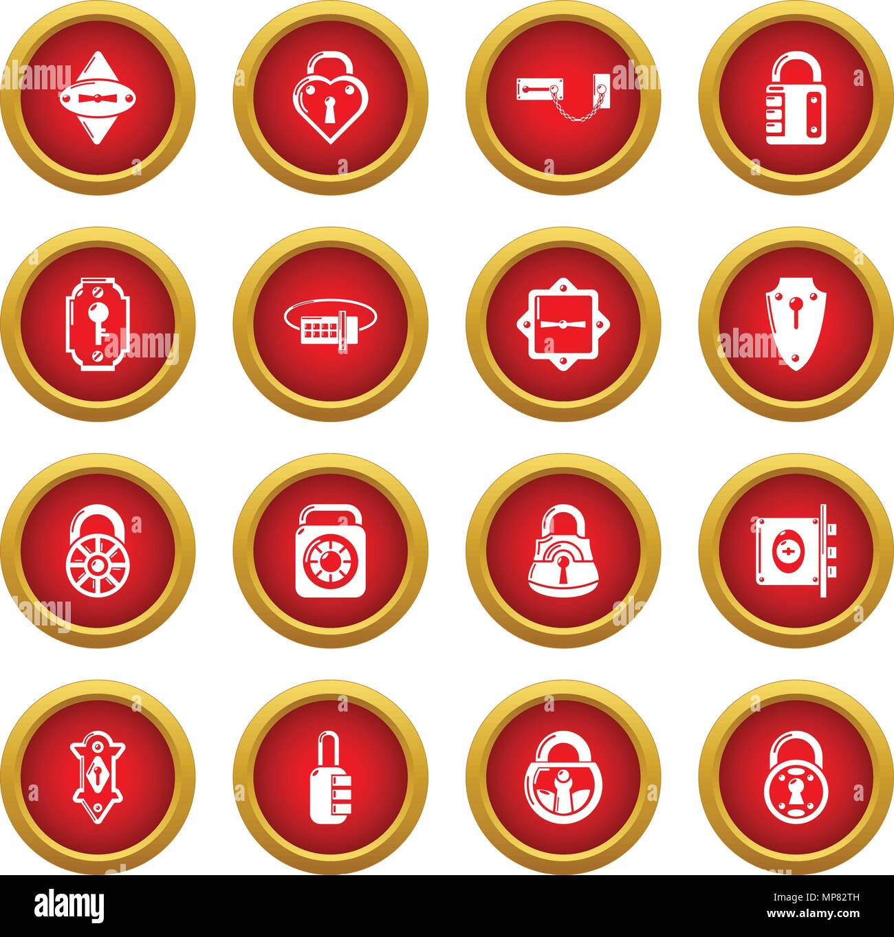 Lock door types icons set, simple style Stock Vector Image & Art - Alamy