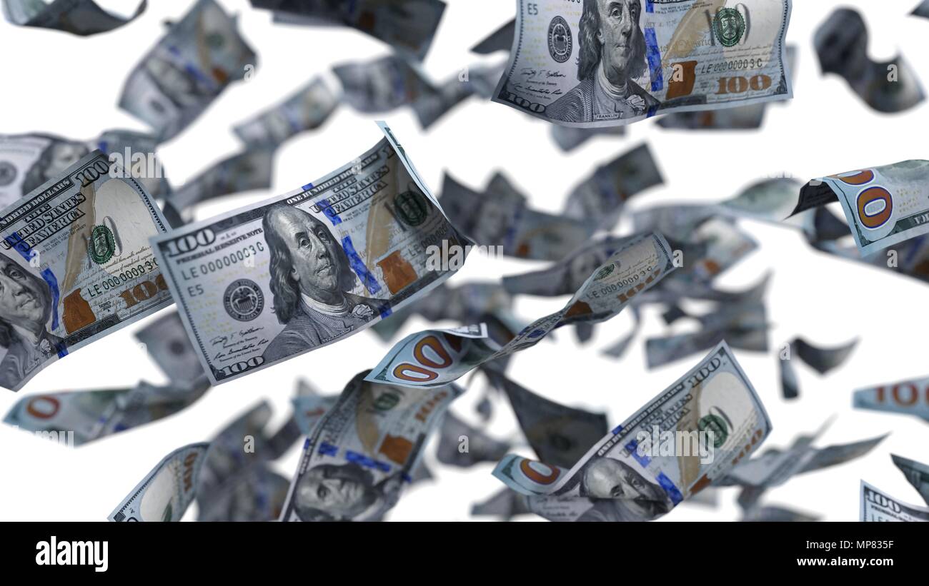dollars on free falling. 3d illustration Stock Photo - Alamy