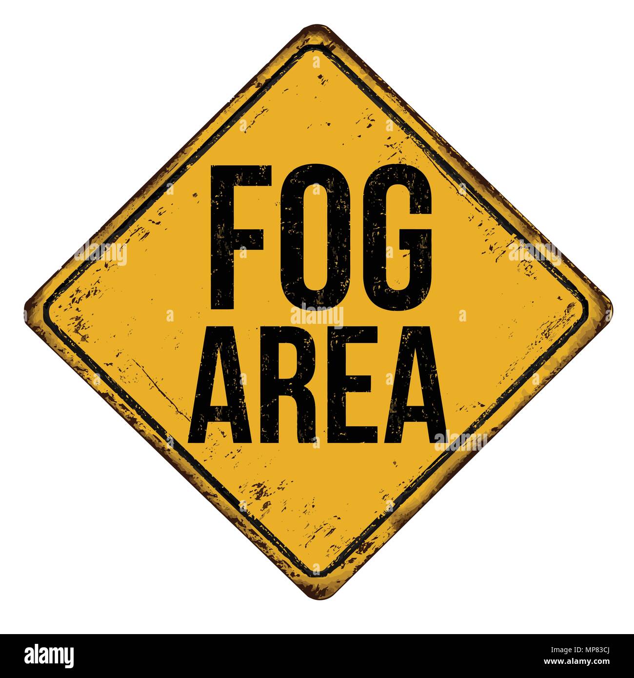 Fog area vintage rusty metal sign on a white background, vector ...