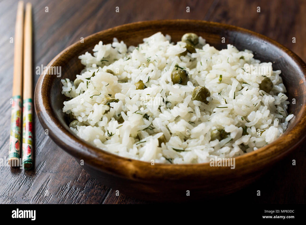 Cooked Plain Basmati Rice with Dill and Green Peas / Pilav or Pilaf ...
