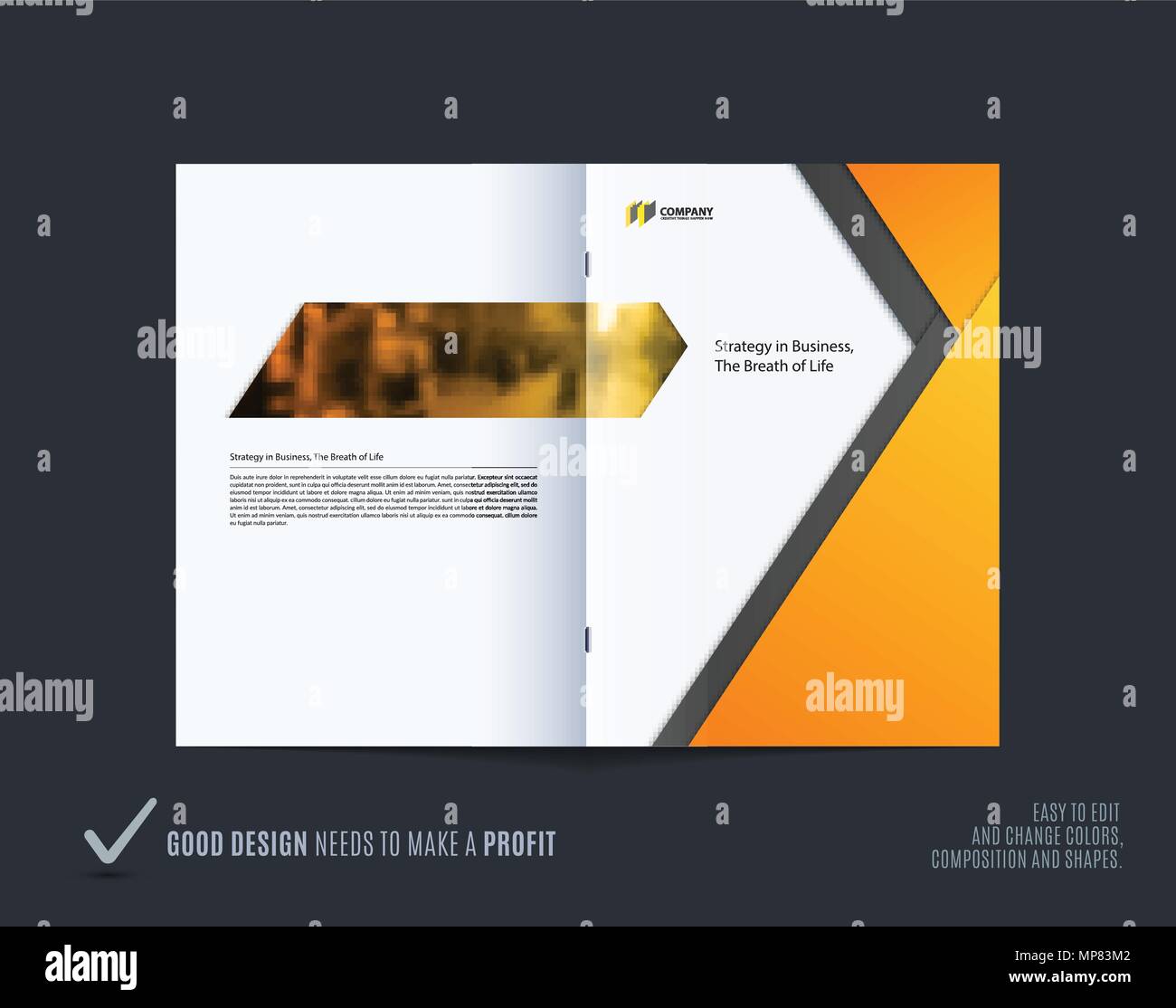 Abstract double-page brochure material design style with colourful ...