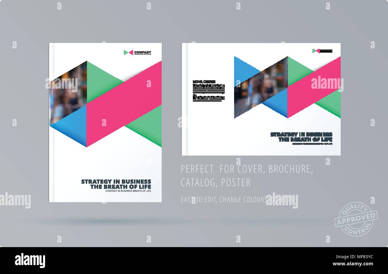 Brochure design triangles template. Colourful modern abstract set ...