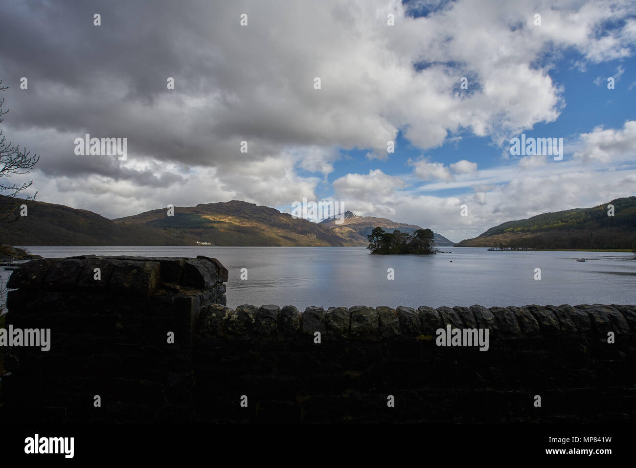 Scottish lake in the first days of spring located at the highlands ...