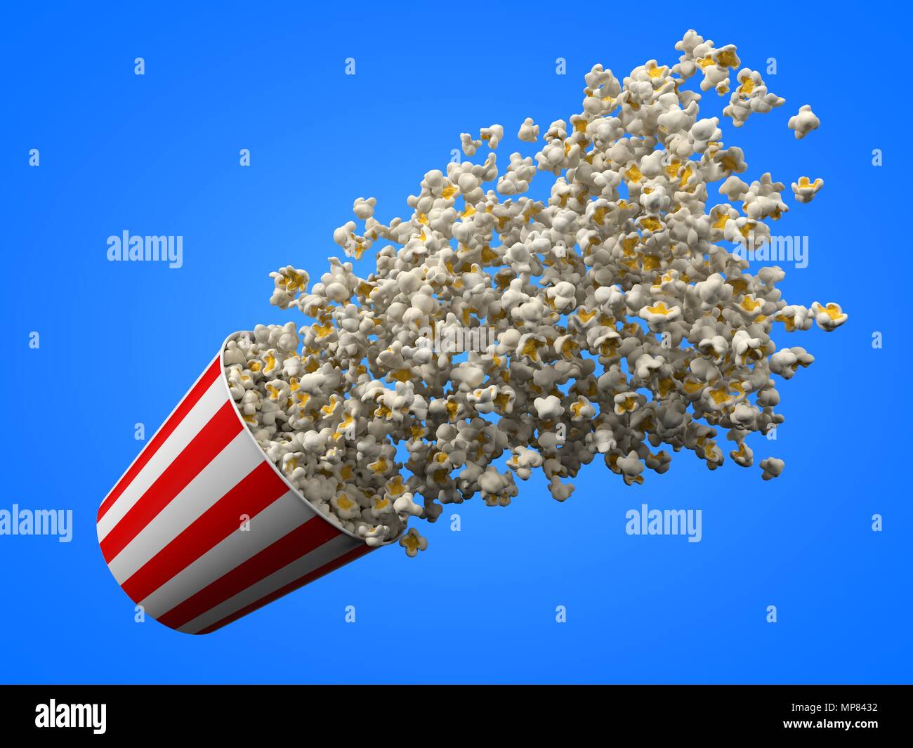throwing bucket of popcorn. 3d illustration Stock Photo - Alamy