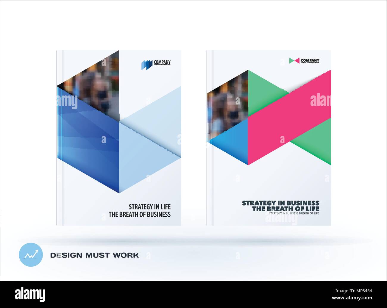 Brochure design triangles template. Colourful modern abstract set ...