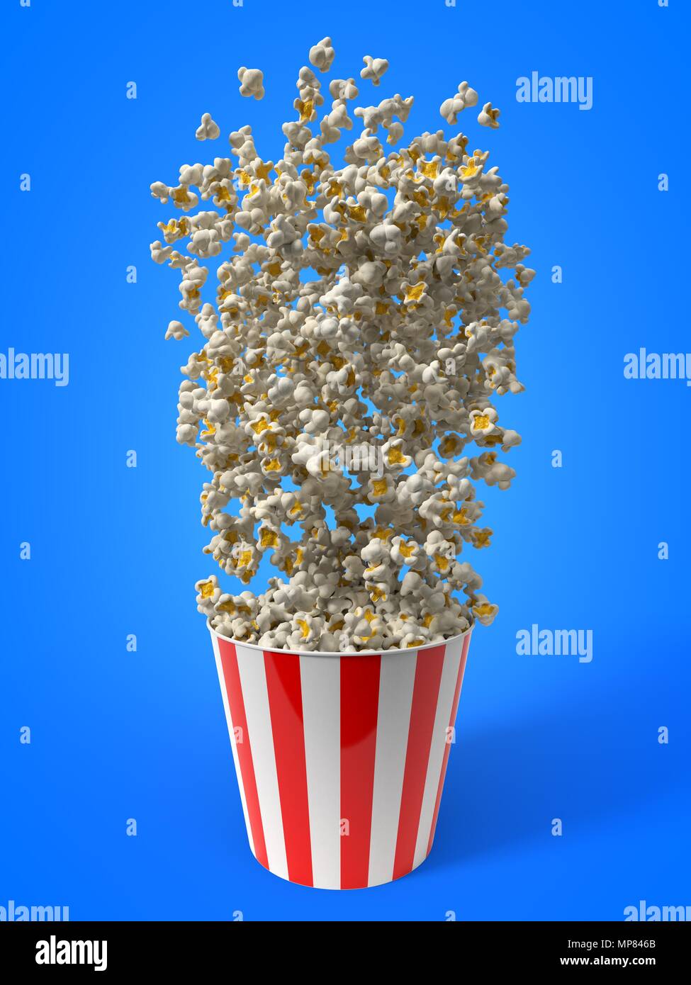 throwing bucket of popcorn. 3d illustration Stock Photo - Alamy