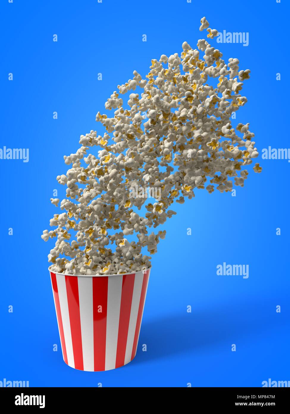 throwing bucket of popcorn. 3d illustration Stock Photo - Alamy