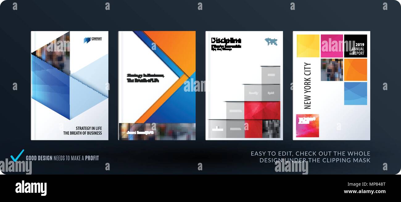 Brochure design triangles template. Colourful modern abstract set ...