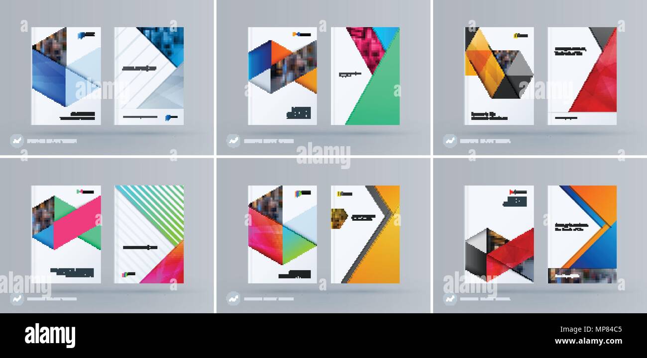 Brochure design triangles template. Colourful modern abstract set ...