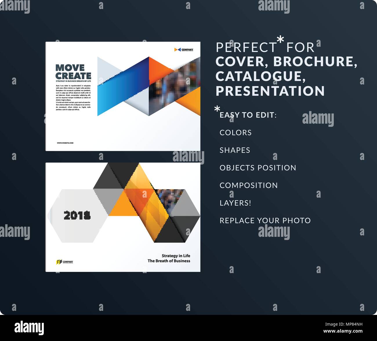 Triangular design presentation template with colourful rectangles ...