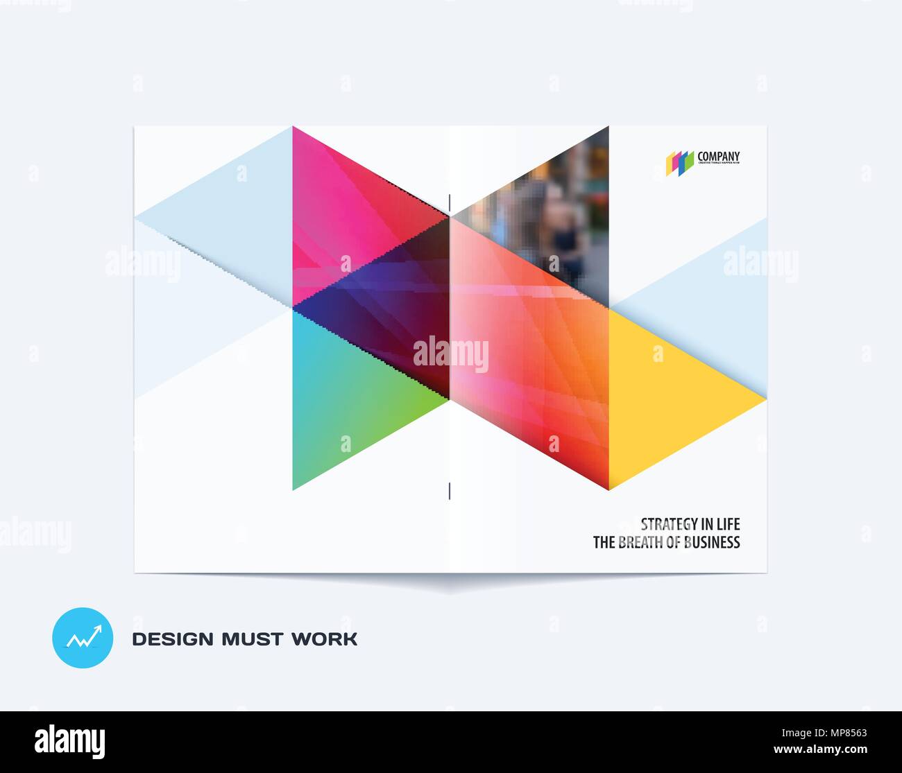 Abstract double-page brochure design hexagon style with colourful ...