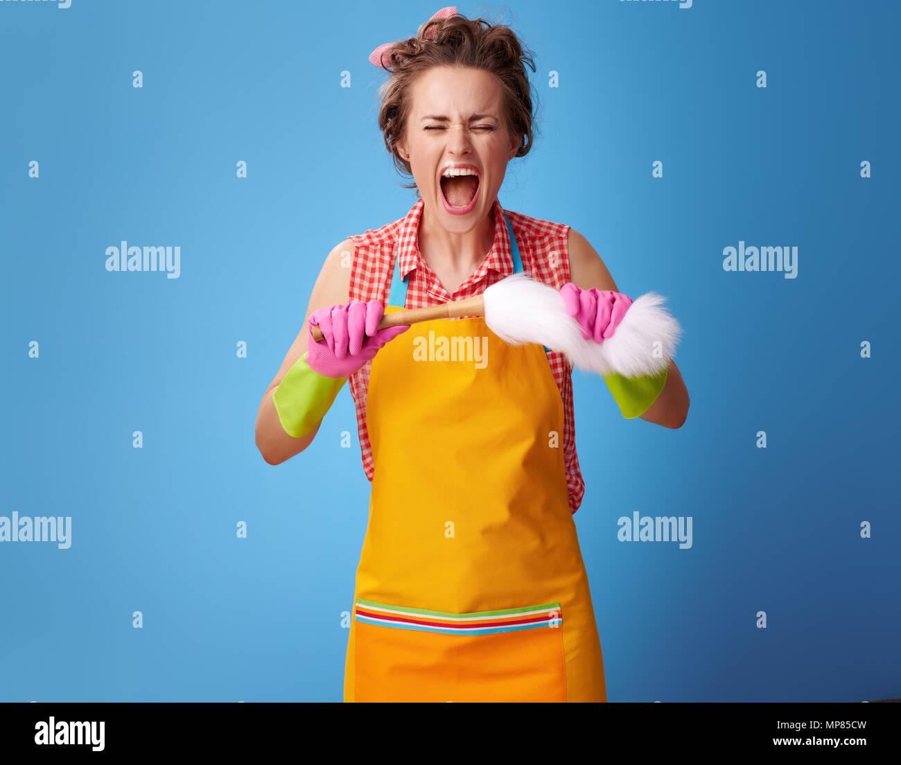 Annoyed woman housework hi-res stock photography and images - Alamy