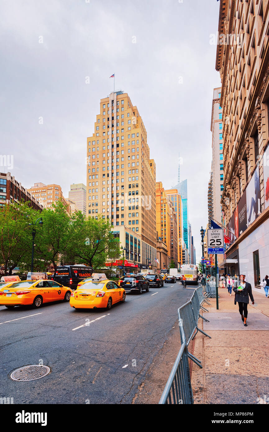 New York, USA - May 6, 2015: Road View on Skyscrapers in Midtown ...