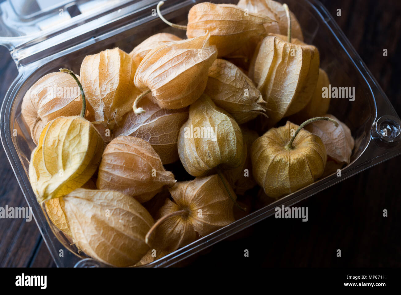 Physalis Fruit Golden Strawberry in Plastic Box. Organic Food Stock ...