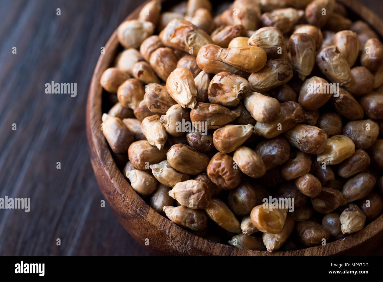 Turkish Snacks Kavurga / Fried Corn Seeds in Wooden Bowl. Organic Food ...
