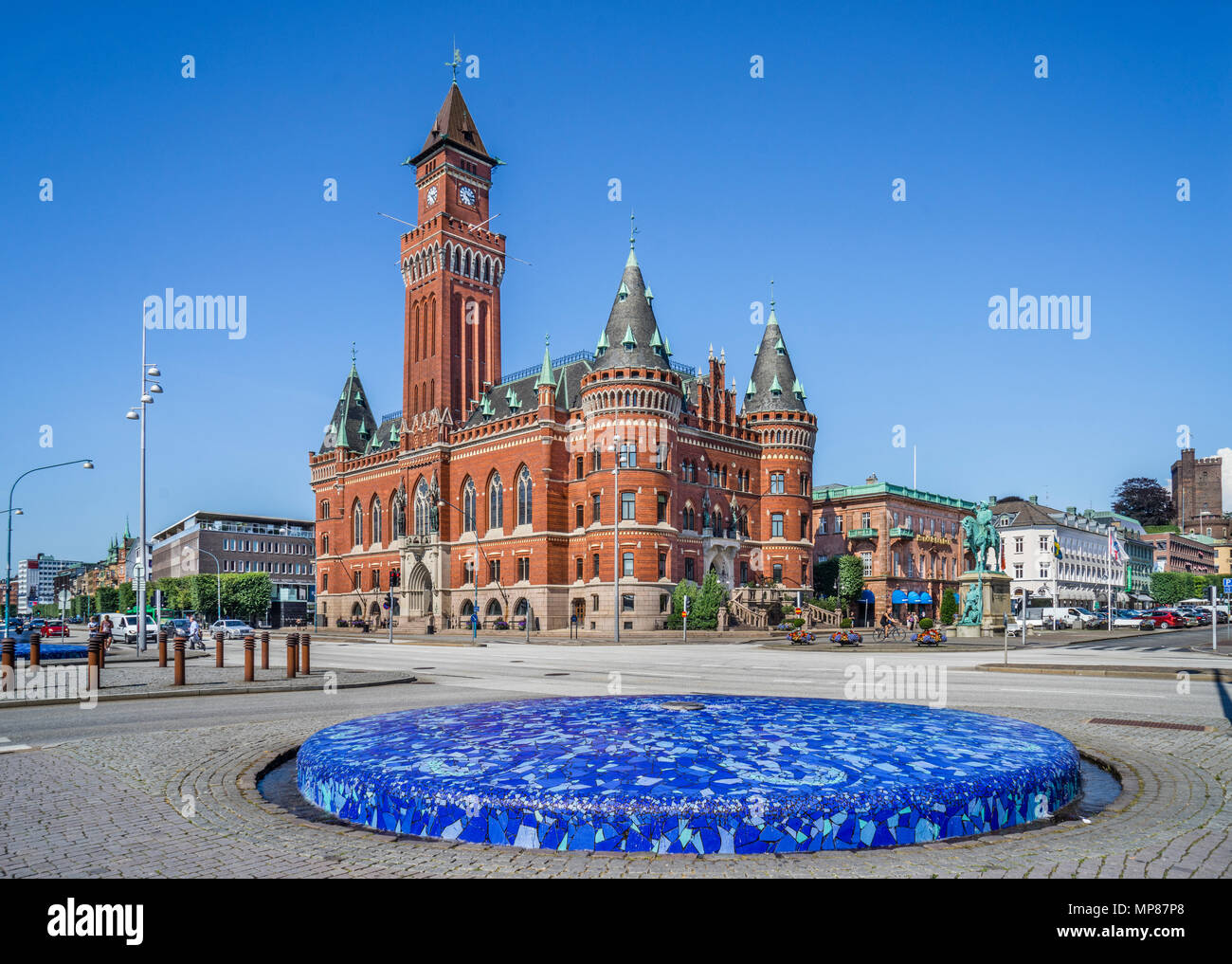 neo-Gothic red brick Hesingborg City Hall (Rådhuset) completed in 1897 ...