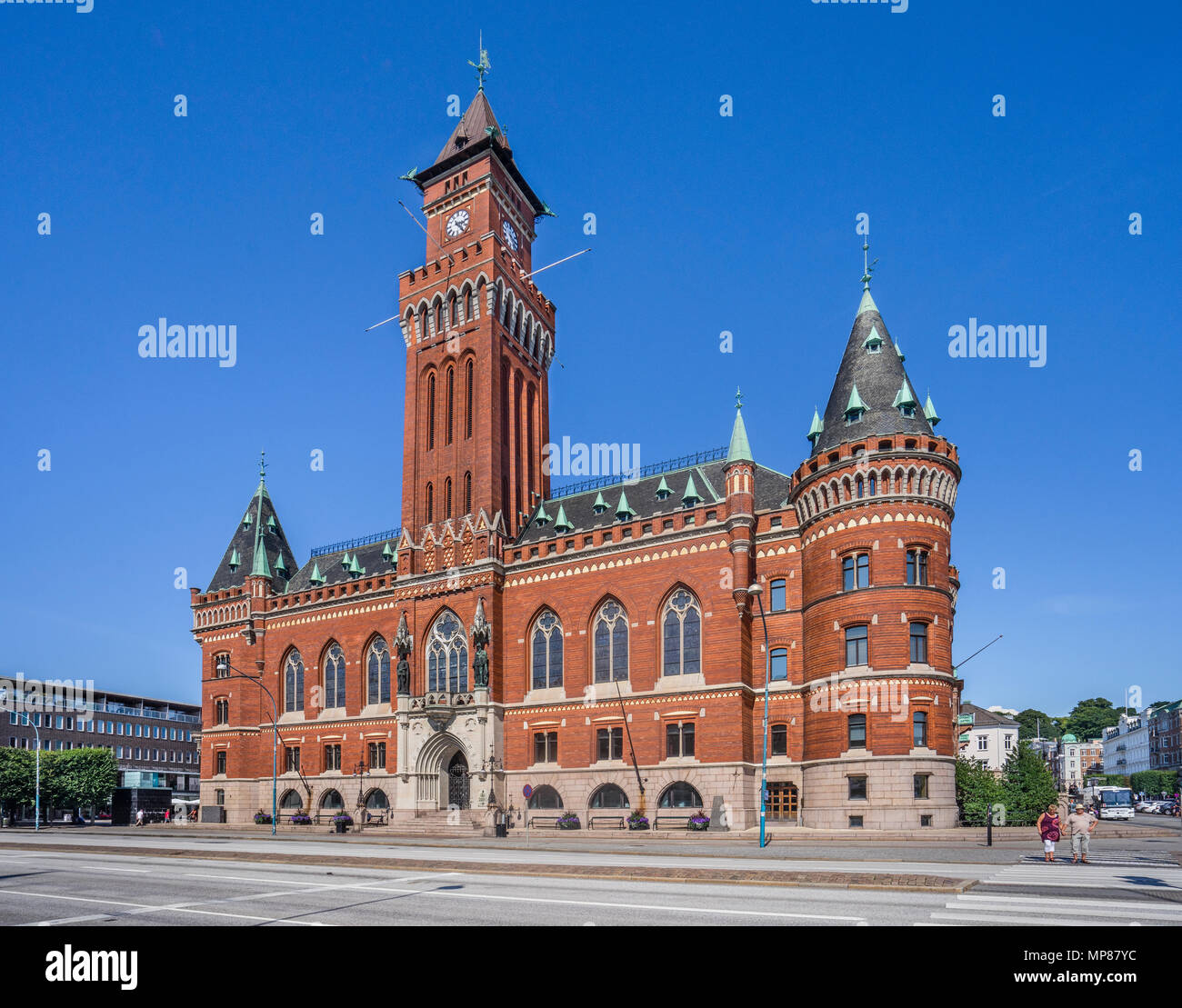 neo-Gothic red brick Hesingborg City Hall (Rådhuset) completed in 1897 ...