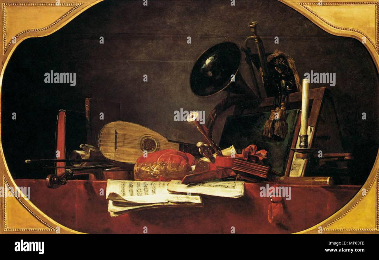 711 Jean Siméon Chardin - Attributes of Music - WGA04774 Stock Photo ...