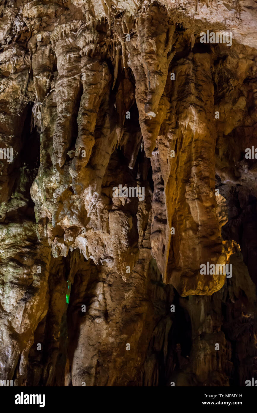 Stalagmite and stalactite, Resava cave largest cave systems in Serbia ...