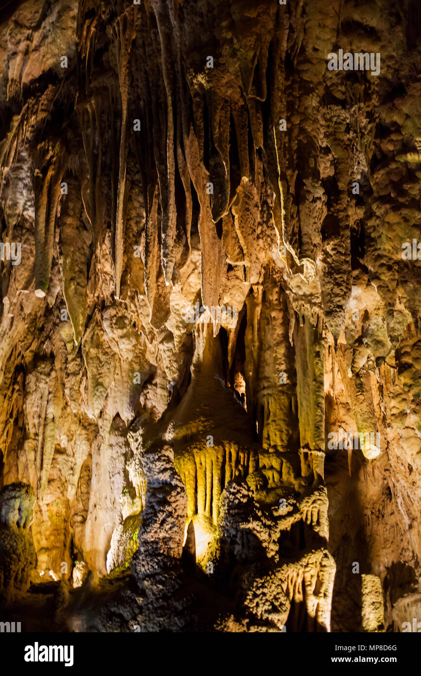 Stalagmite and stalactite, Resava cave largest cave systems in Serbia ...
