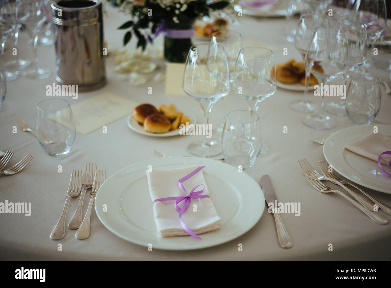 seat on restaurant table prepared for wedding party gala dinner Stock ...