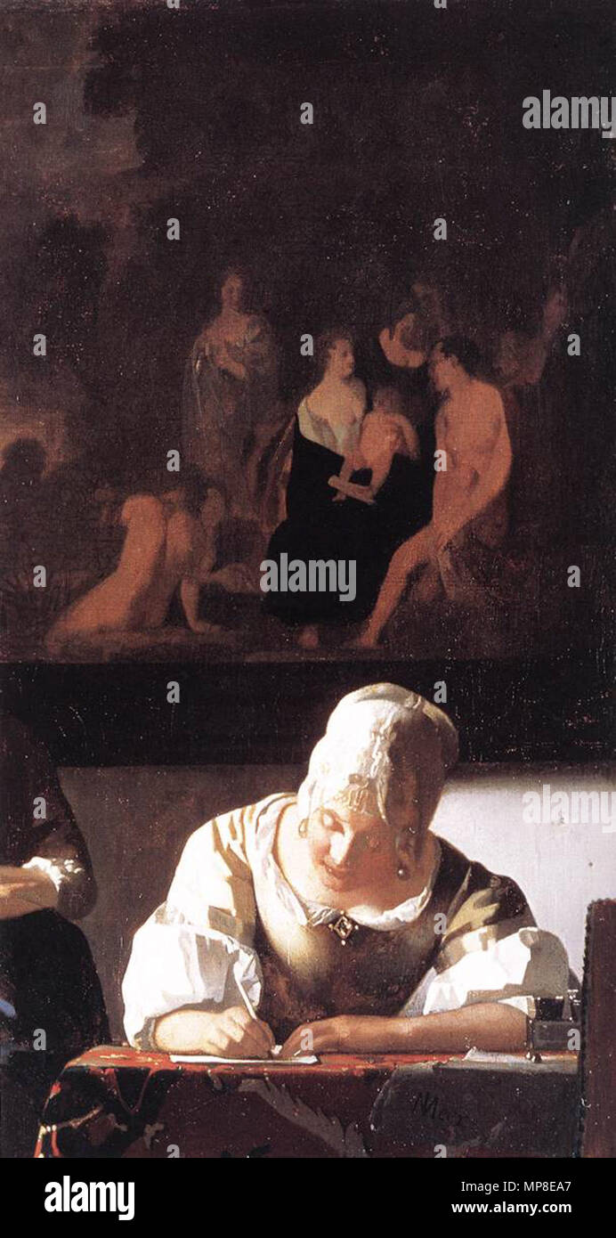 Lady Writing a Letter with Her Maid (detail) circa 1670. 730 Johannes ...