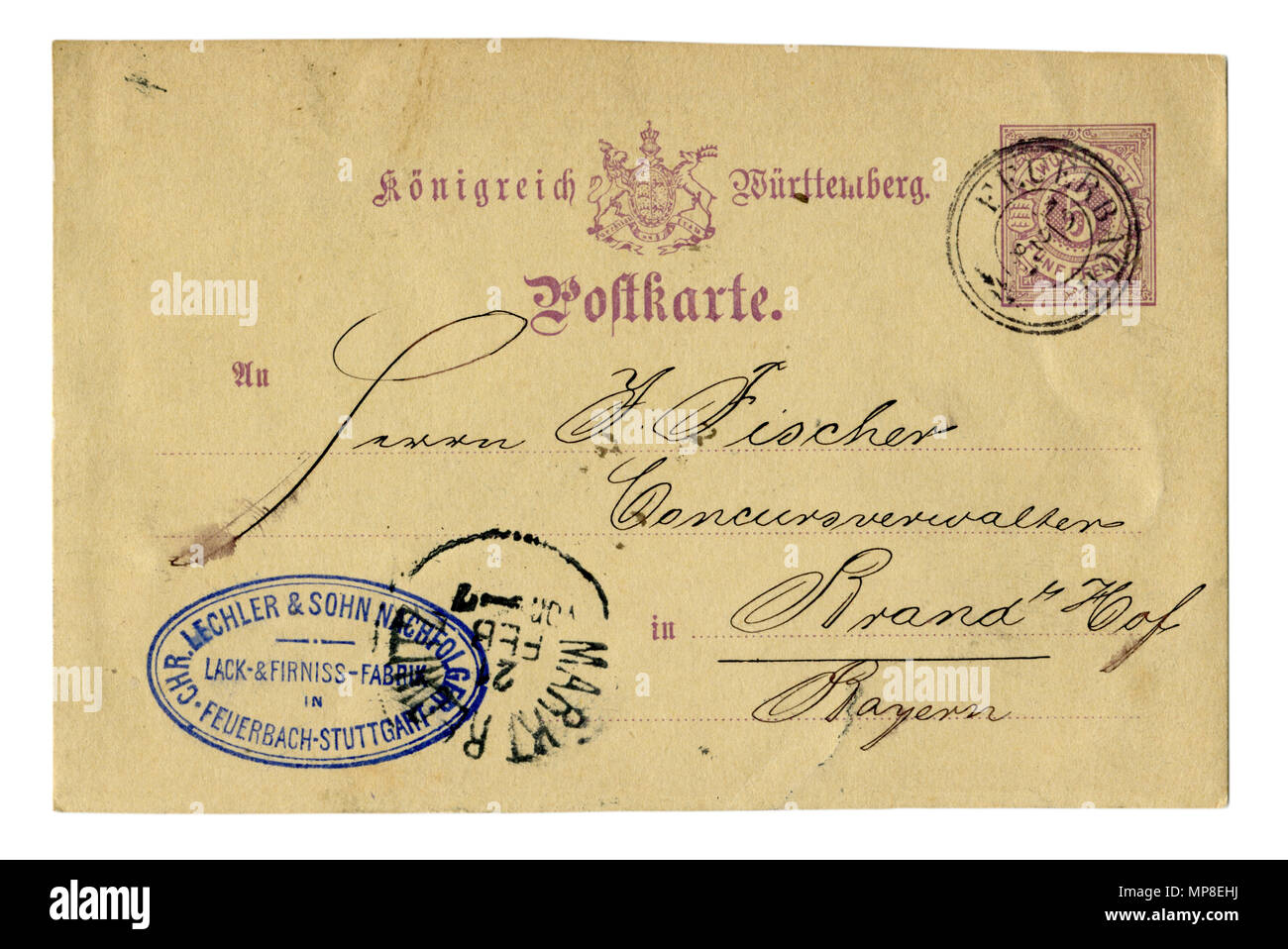 Old postcard of the late 19th century, business letter, Coat of arms ...