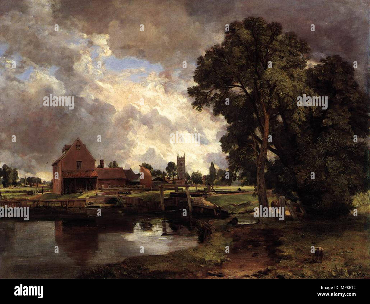 English: Dedham Lock and Mill circa 1818. 731 John Constable - Dedham ...
