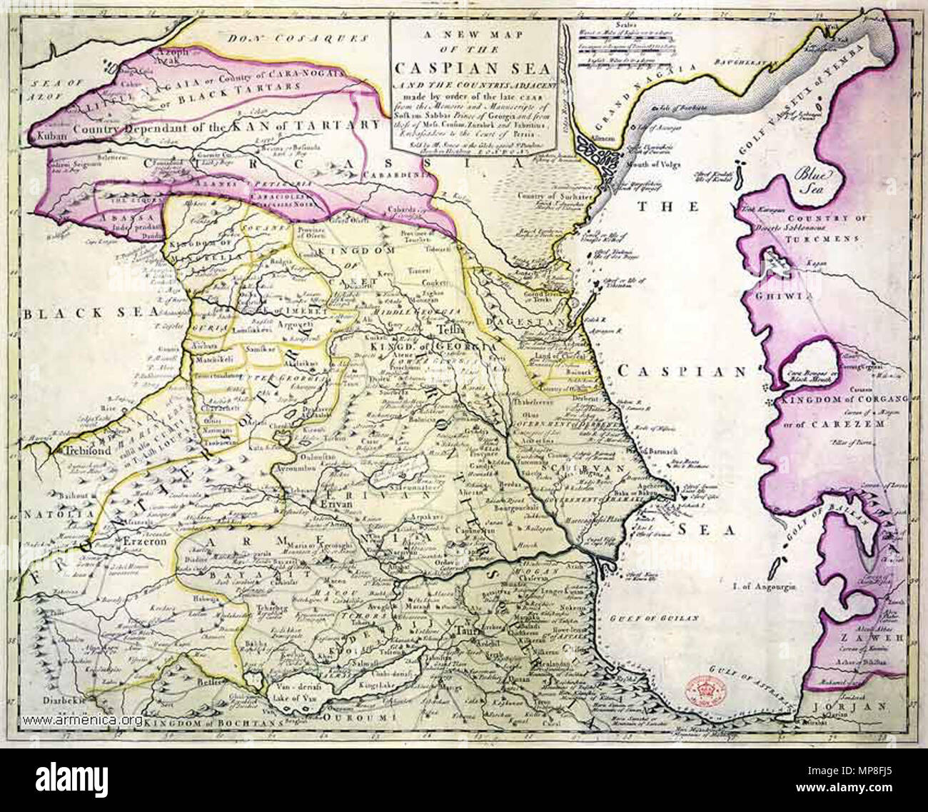 . Svenska: En ny karta över Kaspiska kartan och intilliggande länderna ...