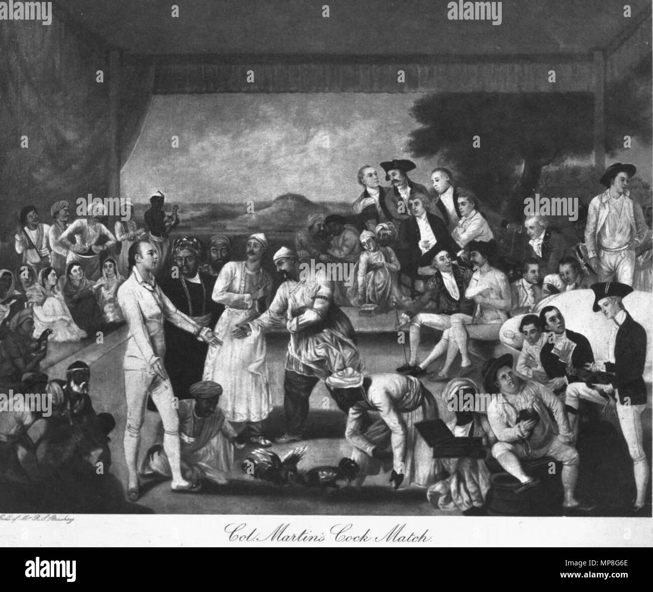 . The Ashwick version of Colonel Mordaunts Cock Match by Johann Zoffany ...