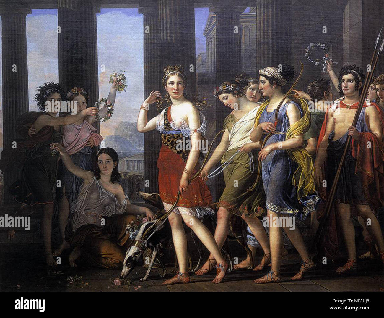 The Fair Anthia Leading her Companions to the Temple of Diana in ...