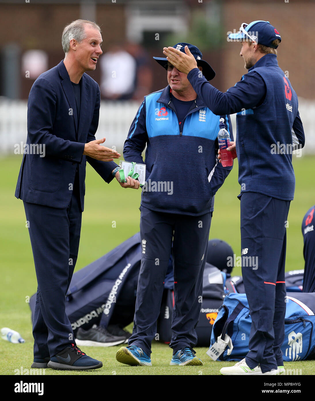 Ed Smith England cricket senior selector (left) chats with head coach ...