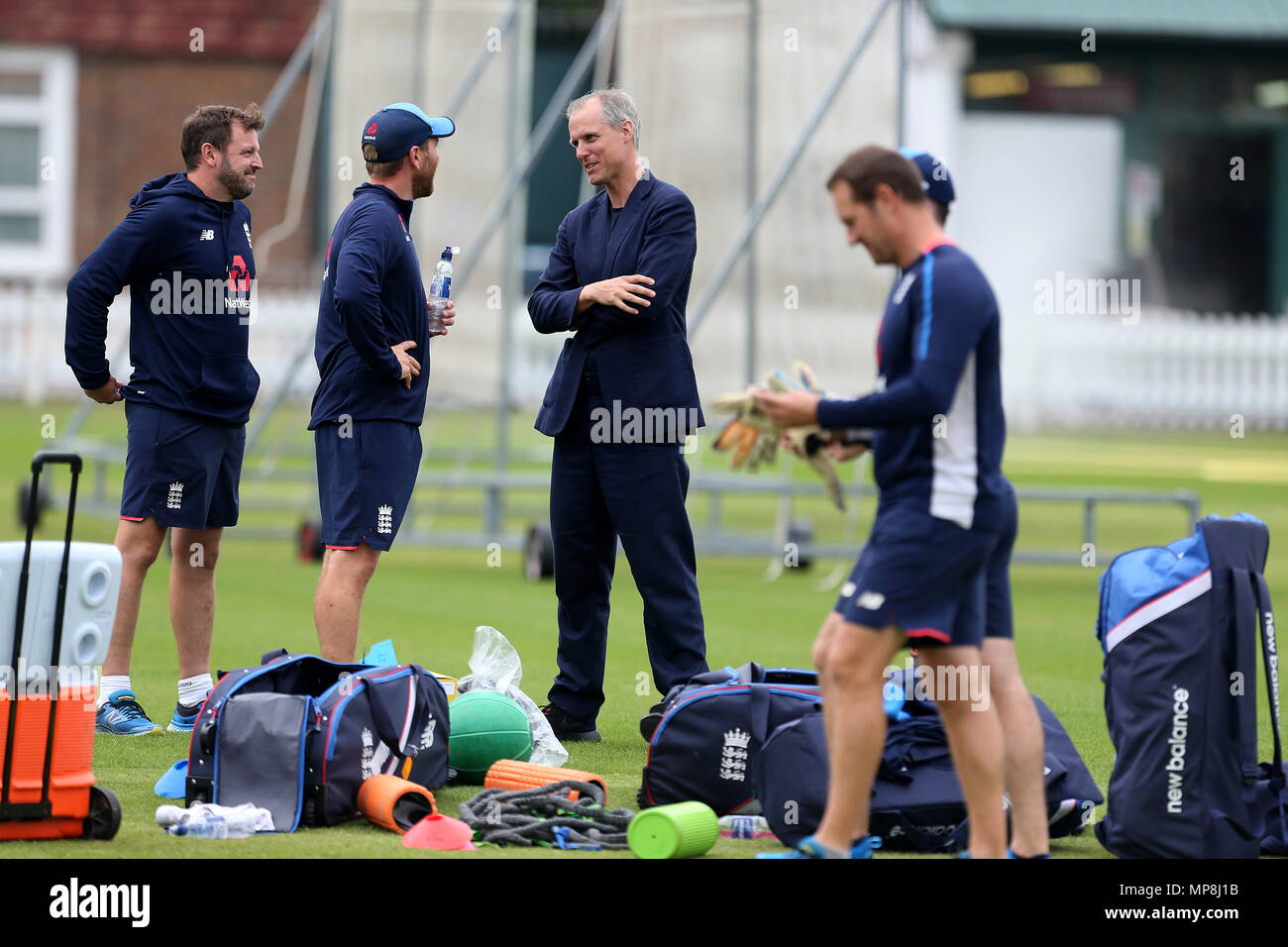 Ed Smith England cricket senior selector (centre) during the nets ...